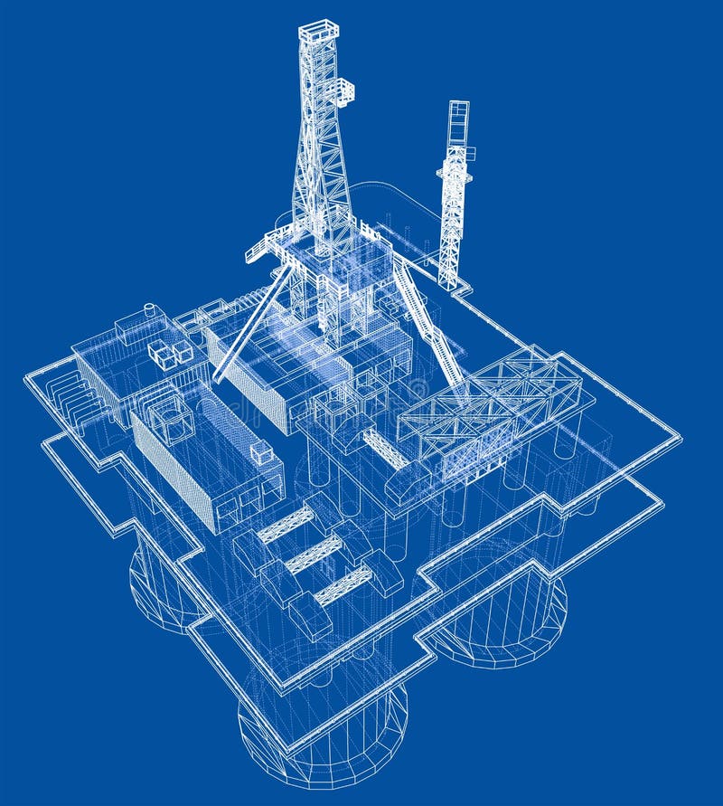 Offshore Oil Rig Drilling Platform Concept Stock Vector - Illustration ...