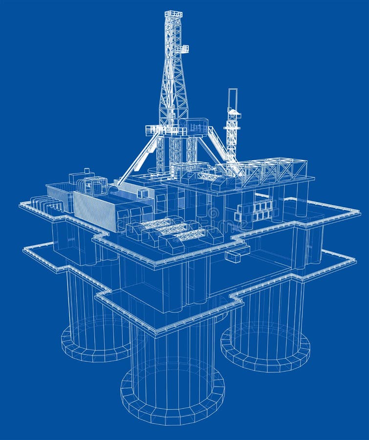 Offshore Oil Rig Drilling Platform Concept. Vector Stock Vector ...