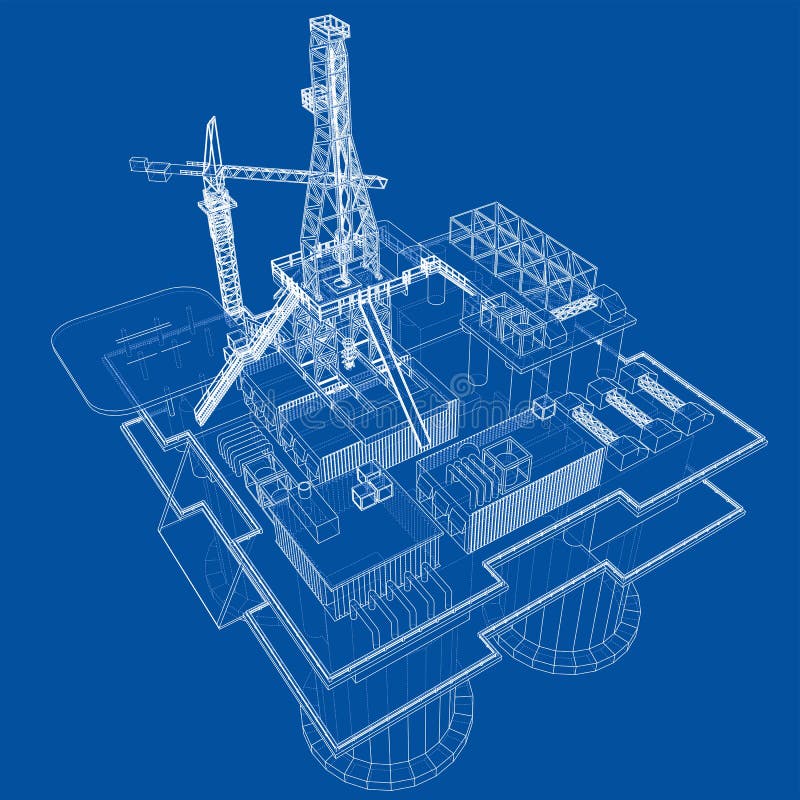 Offshore Oil Rig Drilling Platform Concept. Vector Stock Vector ...