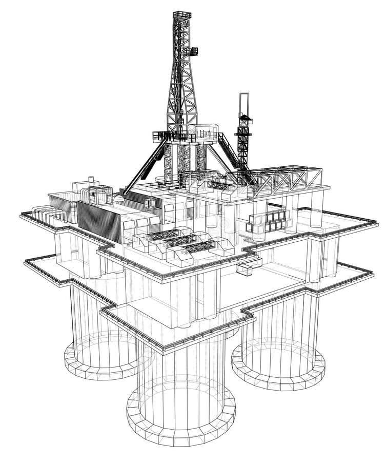 Offshore Oil Rig Drilling Platform Concept. Vector Stock Vector ...