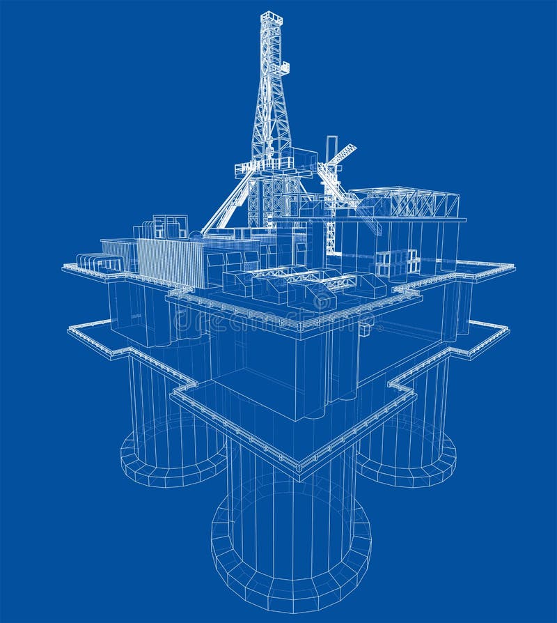 Offshore Oil Rig Drilling Platform Concept. Vector Stock Vector ...