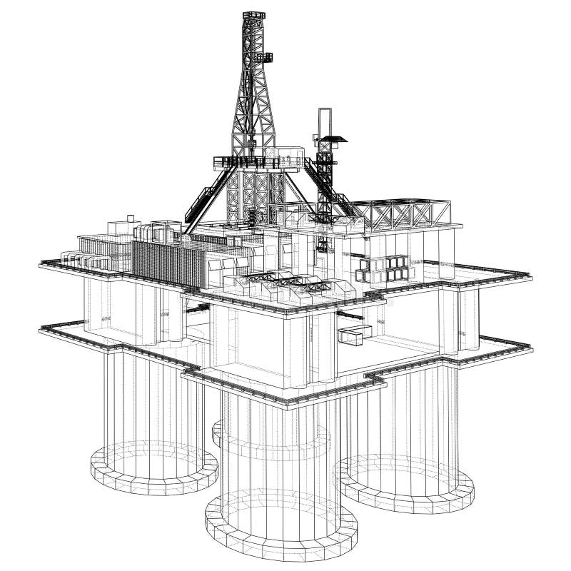 Offshore Oil Rig Wireframe Stock Illustrations – 173 Offshore Oil Rig ...
