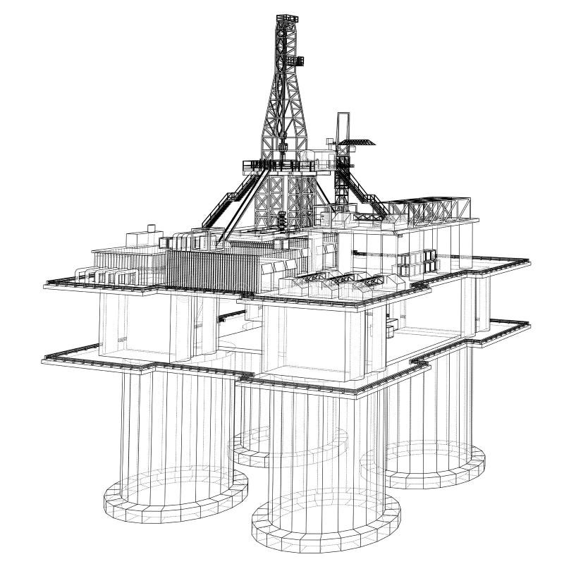 Offshore Oil Rig Drilling Platform Concept. Vector Stock Vector ...