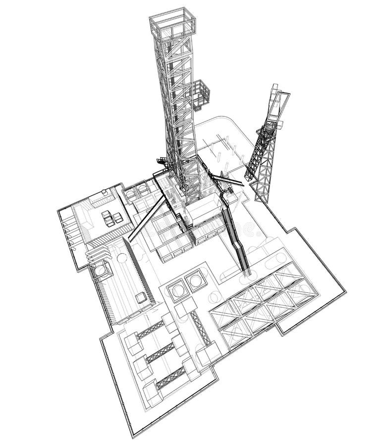 Offshore Oil Rig Drilling Platform Concept. Vector Stock Vector ...
