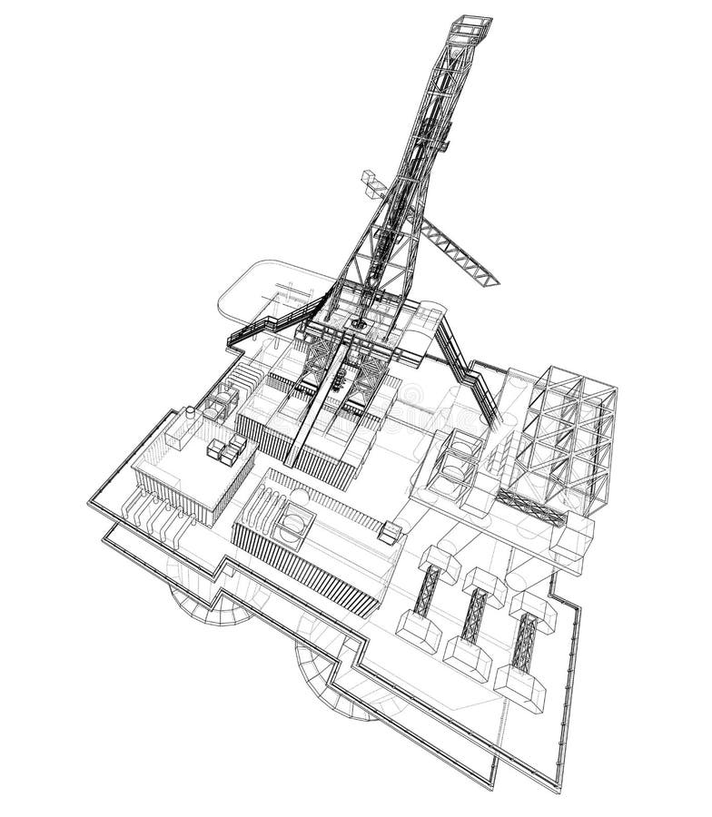 Offshore Oil Rig Drilling Platform Concept. Vector Stock Vector ...
