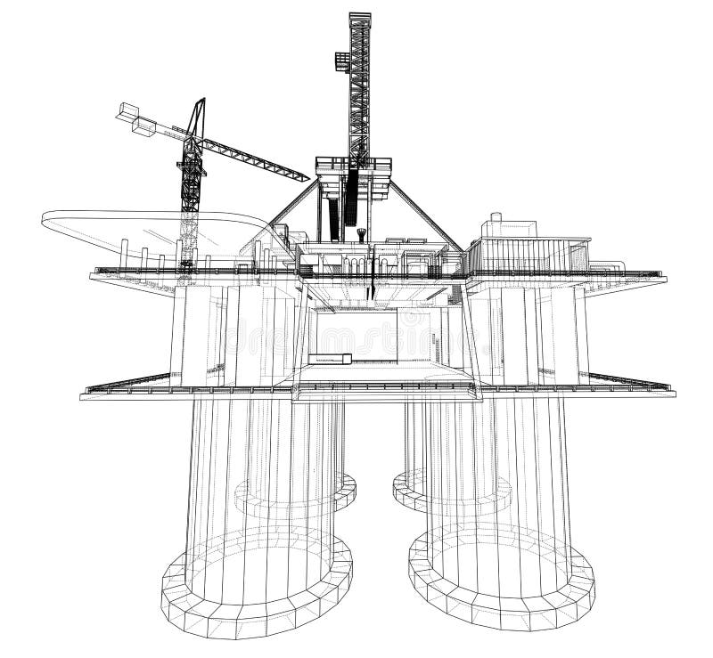 Offshore Oil Rig Drilling Platform Concept. Vector Stock Vector ...