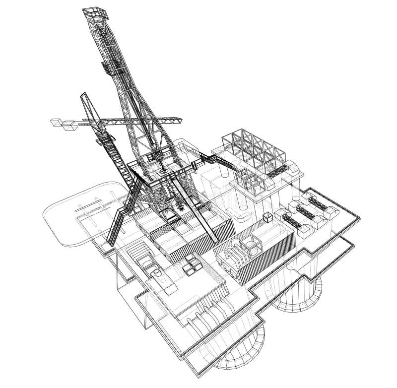 Offshore Oil Rig Drilling Platform Concept. Vector Stock Vector ...