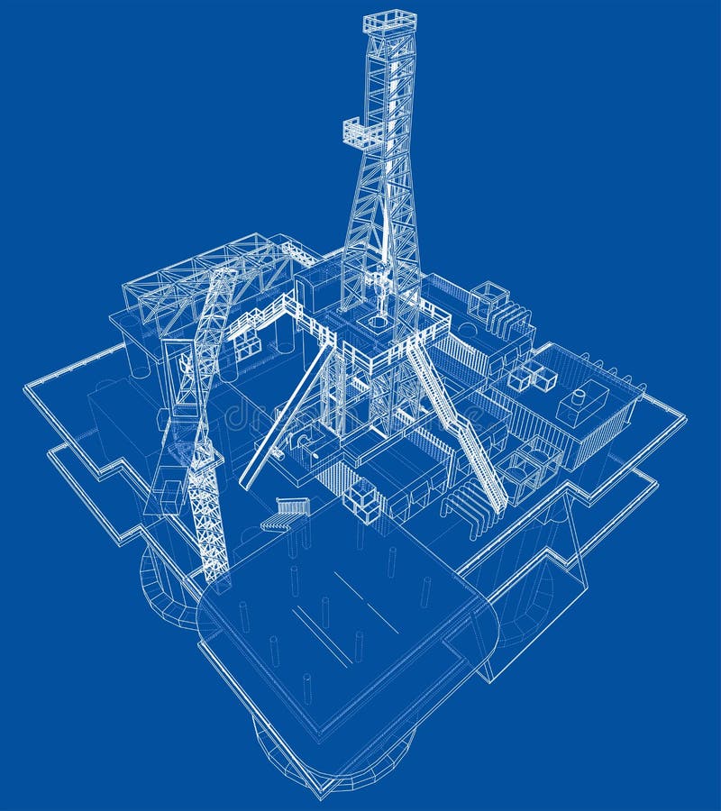 Offshore Oil Rig Drilling Platform Concept. Vector Stock Vector ...