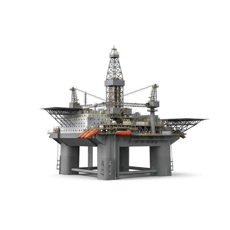 Offshore Oil Rig Performing Drilling Operations in Open Water Under a ...