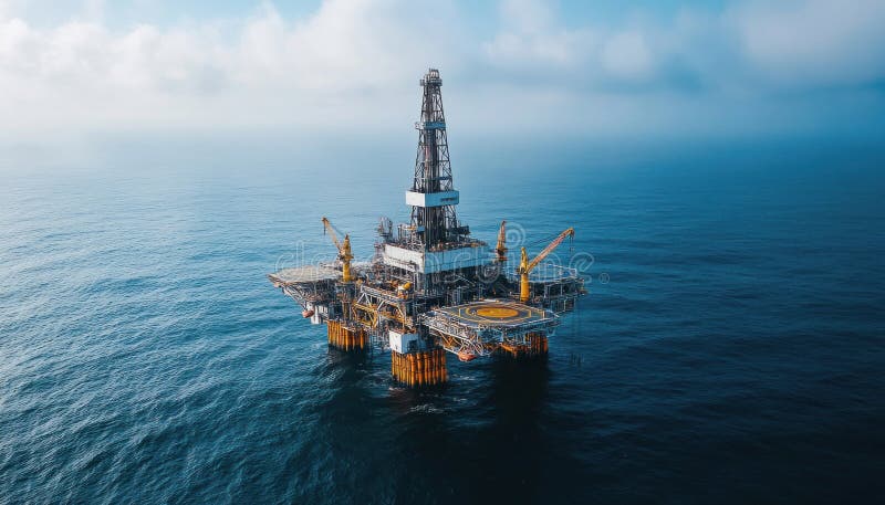 Offshore Oil Rig Extracting Petroleum in the Middle of the Ocean Stock ...