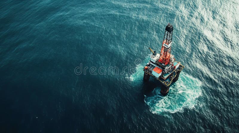 Offshore Oil Rig Extracts Fossil Fuels in the Open Ocean. Stock Image ...