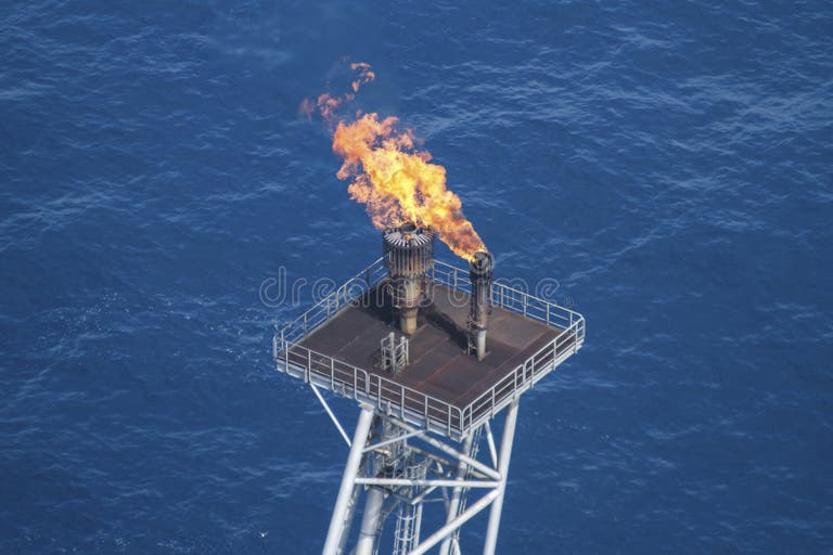 Offshore Oil Rig Flare Stack Stock Photo - Image of production, energy ...