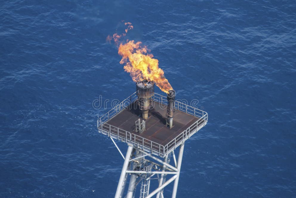 Offshore Oil Rig Flare Stack Stock Photo - Image of production, energy ...