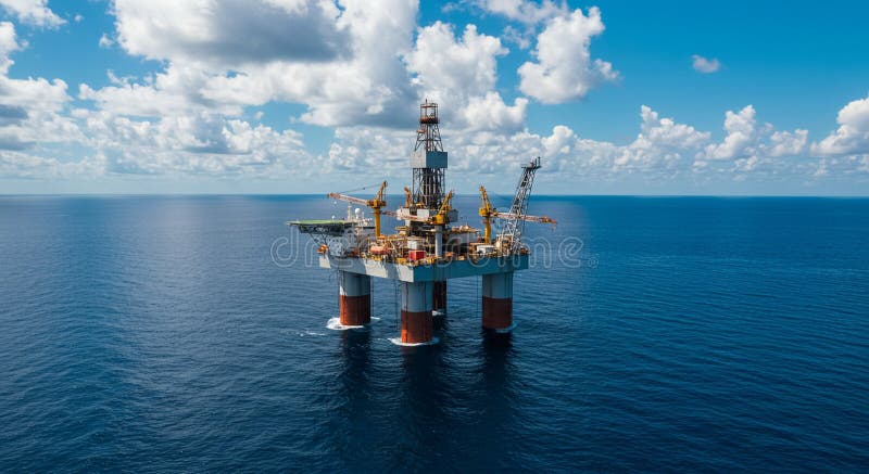 Offshore Oil Rig Located in the Middle of the Ocean. it Features a ...