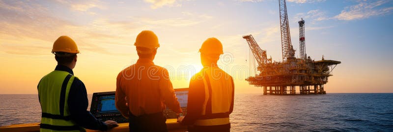 Offshore Oil Rig Team Collaboration at Sunset Teamwork Technology ...