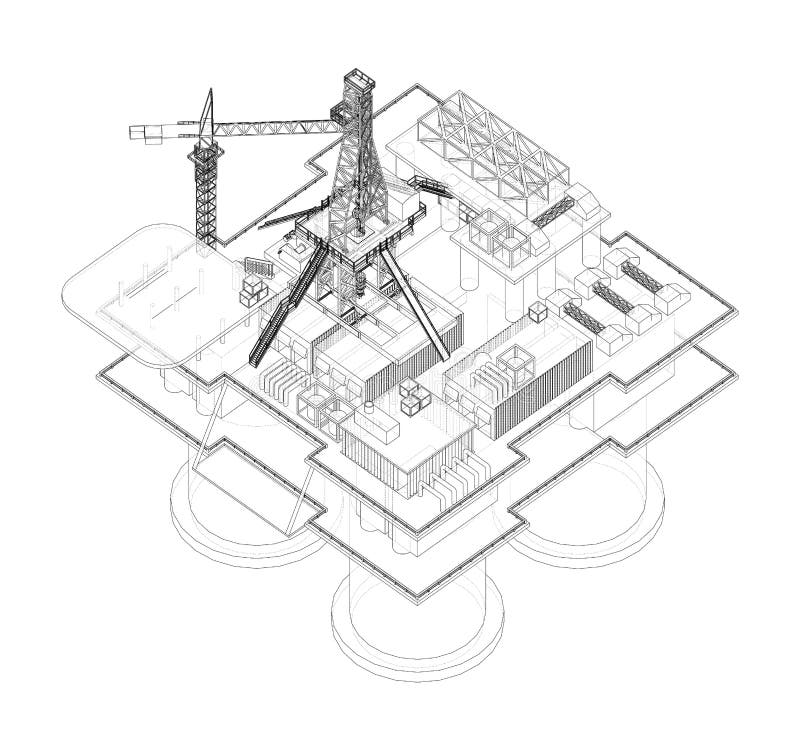 Offshore Oil Rig. Vector Rendering of 3d Stock Vector - Illustration of ...