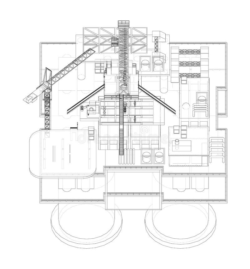 Offshore Oil Rig. Vector Rendering of 3d Stock Vector - Illustration of ...