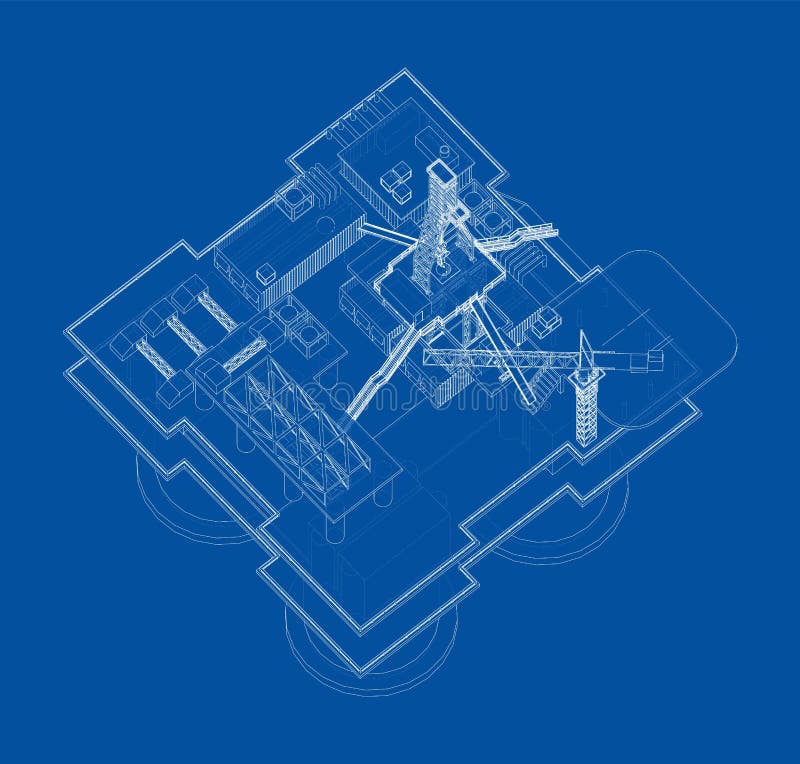 Offshore Oil Rig. Vector Rendering of 3d Stock Vector - Illustration of ...