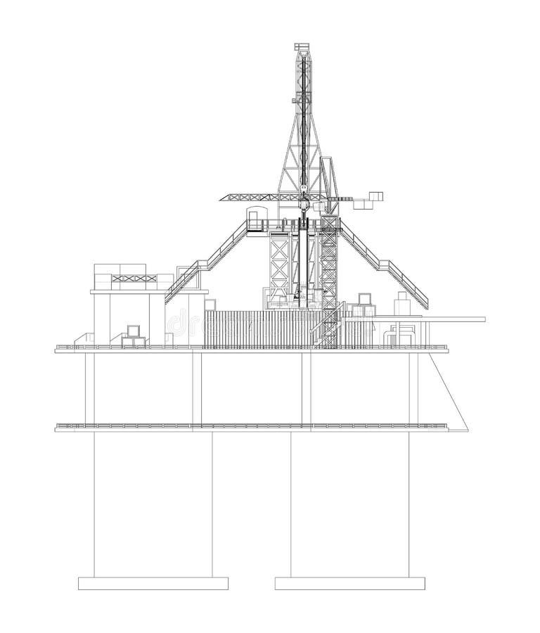 Offshore Oil Rig Wireframe Stock Illustrations – 173 Offshore Oil Rig ...