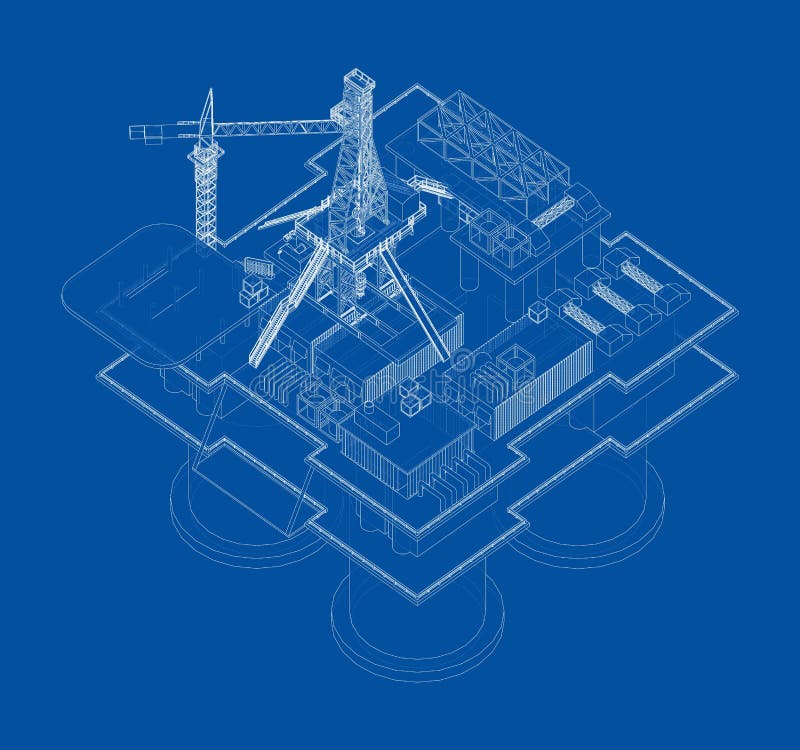 Offshore Oil Rig. Vector Rendering of 3d Stock Vector - Illustration of ...