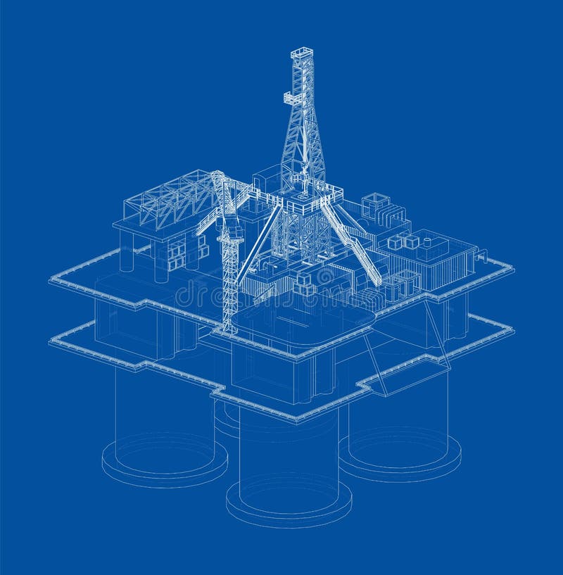 Offshore Oil Rig Wireframe Stock Illustrations – 173 Offshore Oil Rig ...