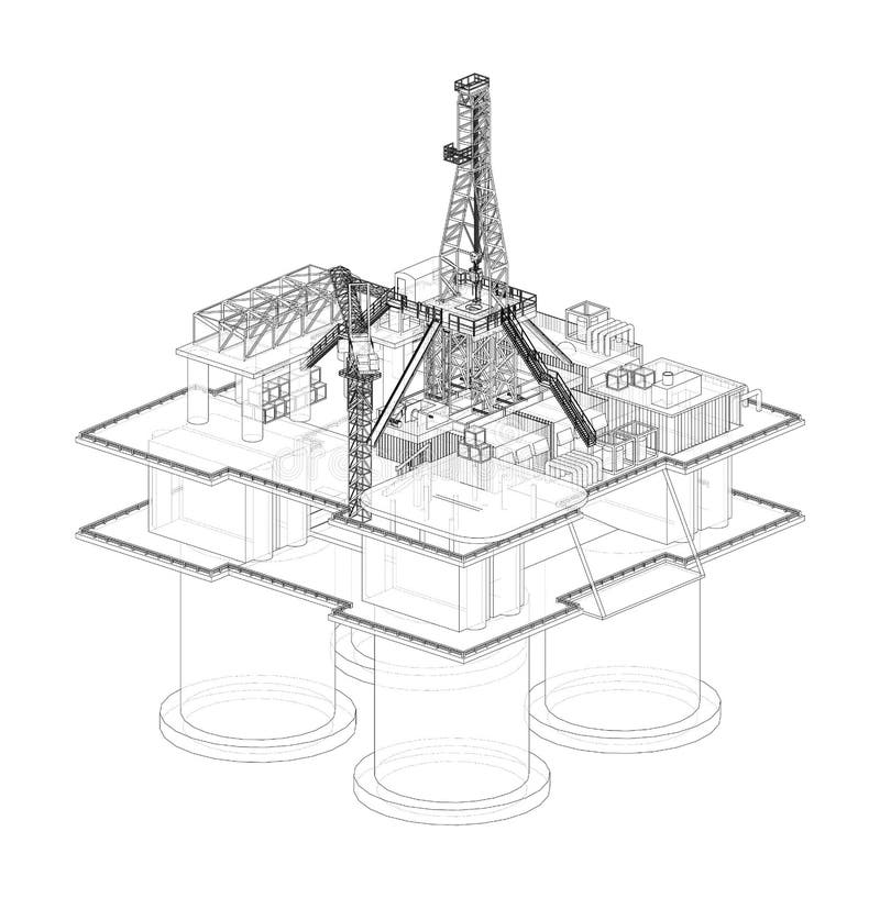 Offshore Oil Rig. Vector Rendering of 3d Stock Vector - Illustration of ...
