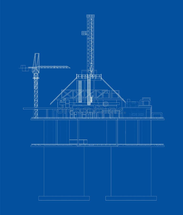 Offshore Oil Rig. Vector Rendering of 3d Stock Vector - Illustration of ...