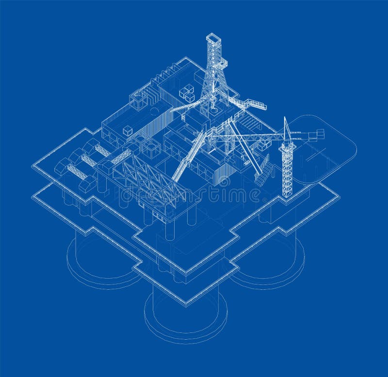 Offshore Oil Rig. Vector Rendering of 3d Stock Vector - Illustration of ...