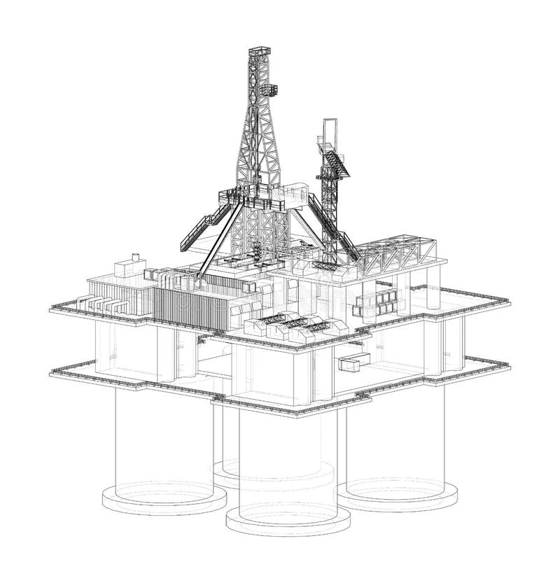 Offshore Oil Rig. Vector Rendering of 3d Stock Vector - Illustration of ...