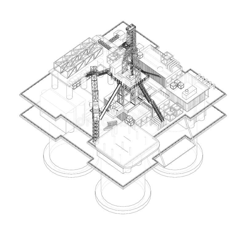 Offshore Oil Rig. Vector Rendering of 3d Stock Vector - Illustration of ...