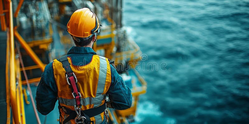 Offshore Oil Rig Workers in Safety Gear Stock Image - Image of ...