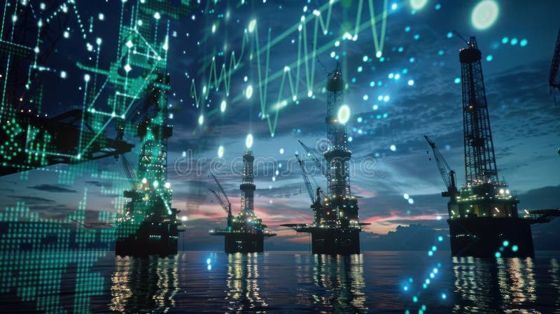 The Offshore Oil Rigs.AI Generated Image Stock Image - Image of ...
