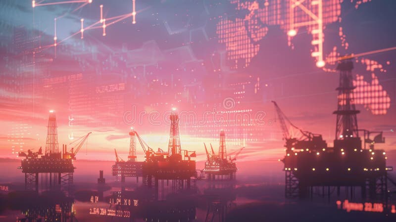 The Offshore Oil Rigs..AI Generated Image Stock Photo - Image of ...