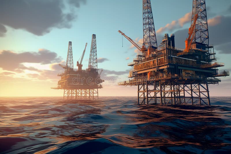 Oil Station Drilling Rig and Oil Production. Stock Illustration ...