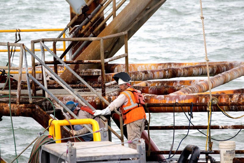 Offshore Worker Transfer From Oil Platform To Accommodation Barge ...