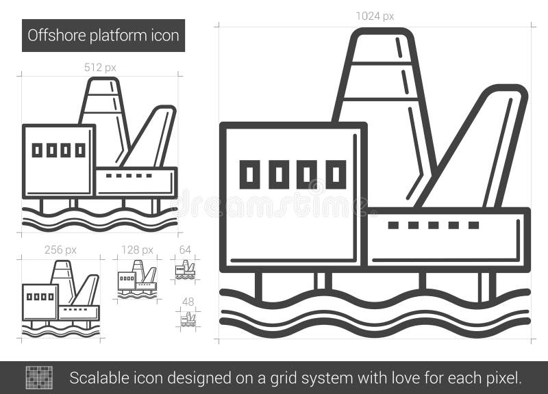 Offshore Platform Line Icon. Stock Vector - Illustration of floating ...