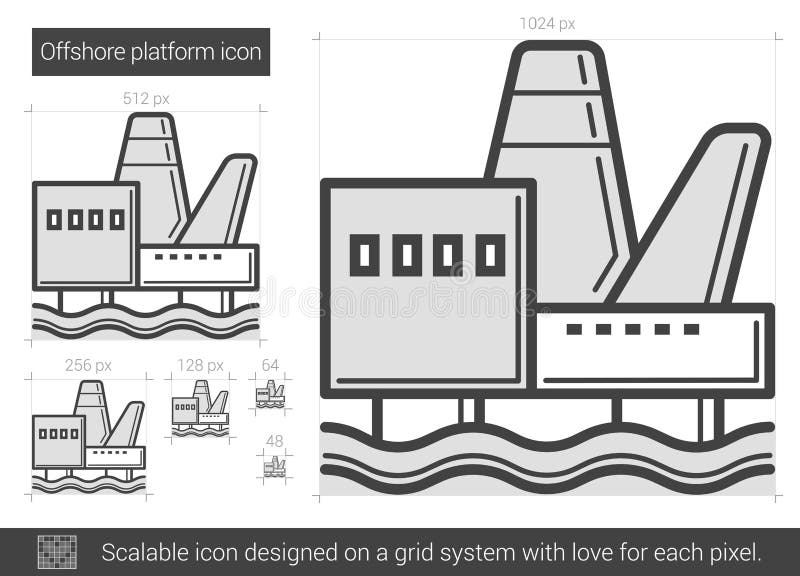 Offshore Platform Line Icon. Stock Vector - Illustration of drawing ...
