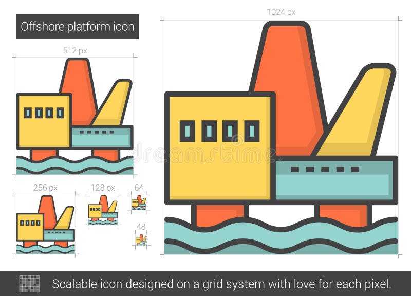 Offshore Platform Line Icon. Stock Vector - Illustration of ocean ...