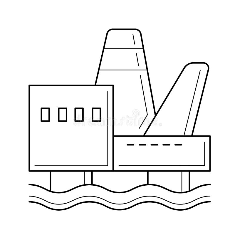 Offshore Platform Vector Line Icon. Stock Vector - Illustration of ...
