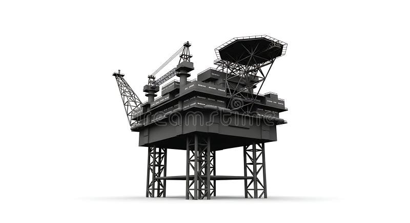 Offshore Oil Rig 3D Model stock image. Image of production - 385801827