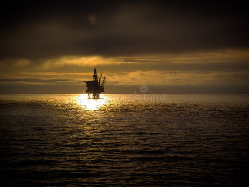 Offshore Platform at Sunset Stock Photo - Image of engineering ...
