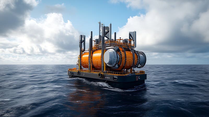 Offshore Platform Transport on Open Ocean Stock Illustration ...