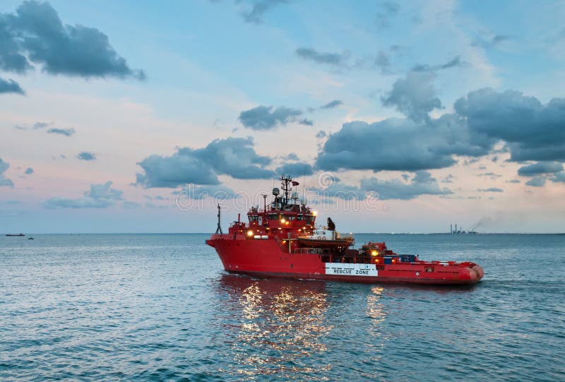 Offshore Rescue Vessel Sailing Out Stock Photo - Image of boats ...