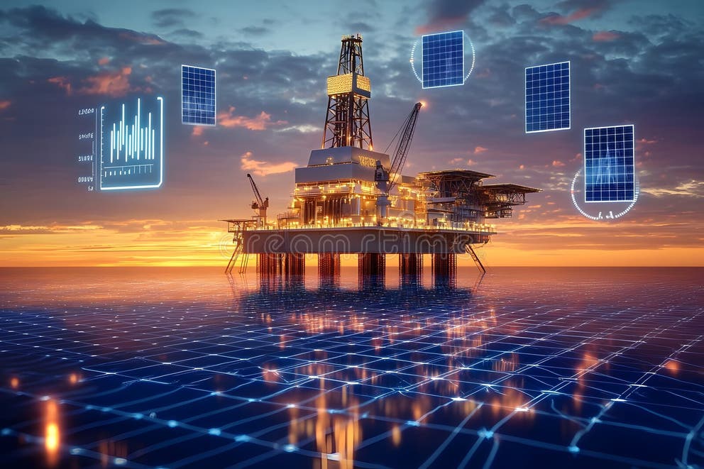 Offshore Solar Powered Oil Rig with Holographic Data Visualizations at ...