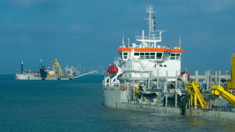 Offshore Special Purpose Dredger Ships Working on Field Stock Video ...