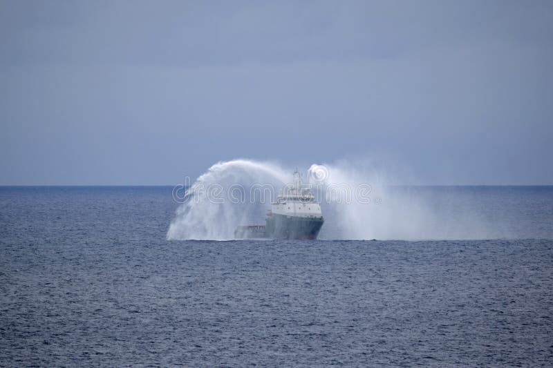 Offshore Supply Ship with Fire Fighting Capabilities Stock Photo ...