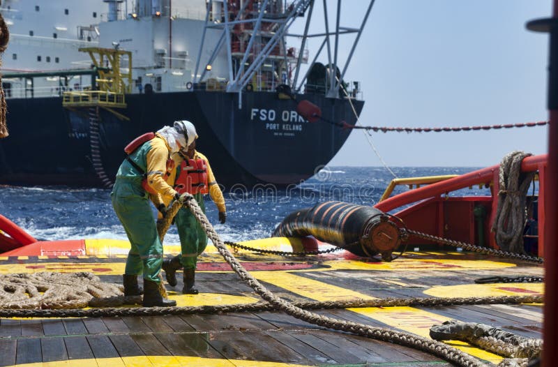 Offshore Vessel Crew Working on Deck Editorial Photography - Image of ...