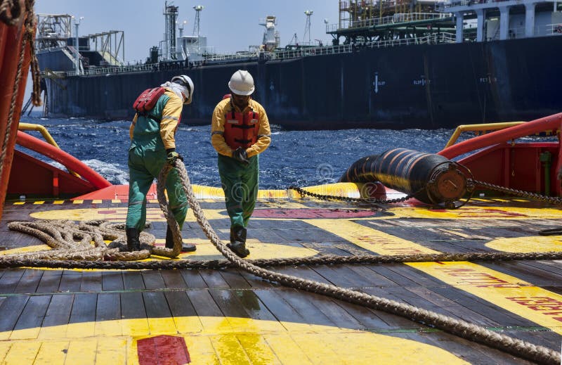Offshore Vessel Crew Working on Deck Editorial Photo - Image of ...