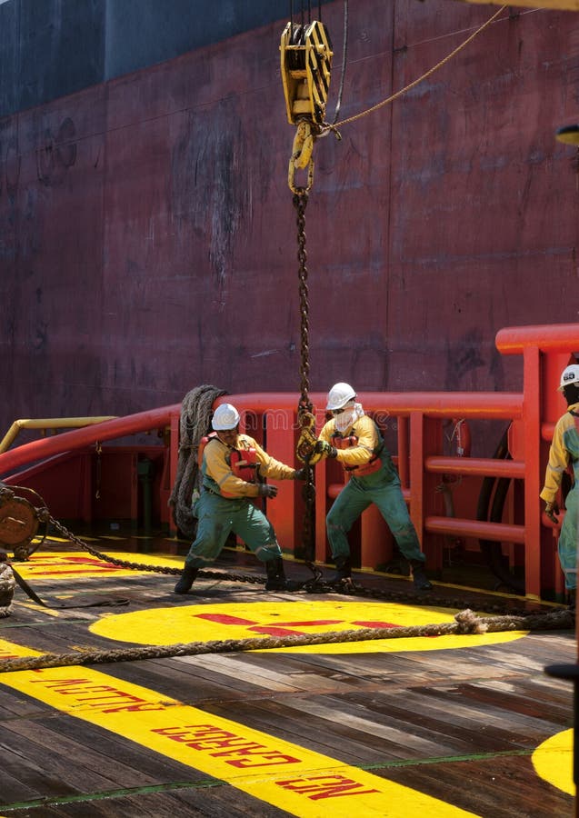 Offshore Vessel Crew Working on Deck Editorial Stock Photo - Image of ...