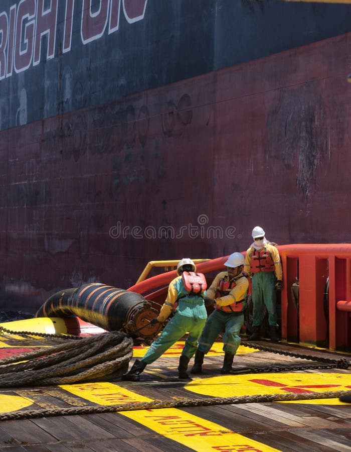 Offshore Vessel Crew Working on Deck Editorial Photo - Image of jetty ...
